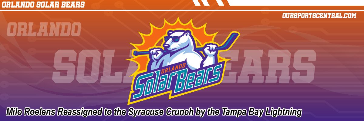 Milo Roelens Reassigned to the Syracuse Crunch by the Tampa Bay ...